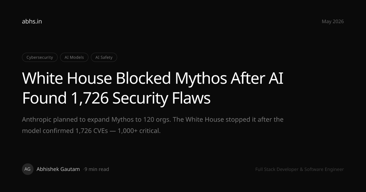White House Blocked Mythos After AI Found 1,726 Security Flaws ...