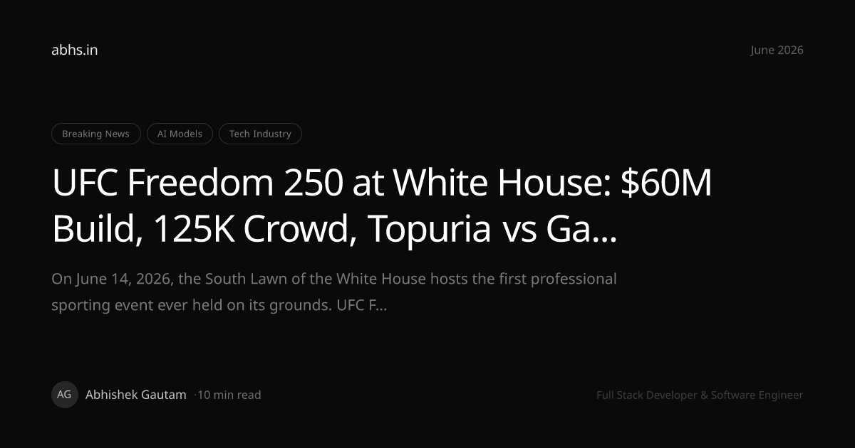 UFC Freedom 250 at White House: $60M Build, 125K Crowd, Topuria vs ...